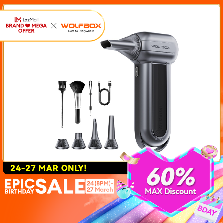 WOLFBOX Electric Air Duster - 150000RPM Super Power, Rechargeable Long ...