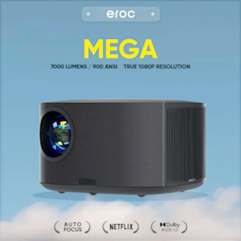 【2024NEW】Eroc Mega AutoFocus Projector & Bluetooth Speaker 900 ANSI ...