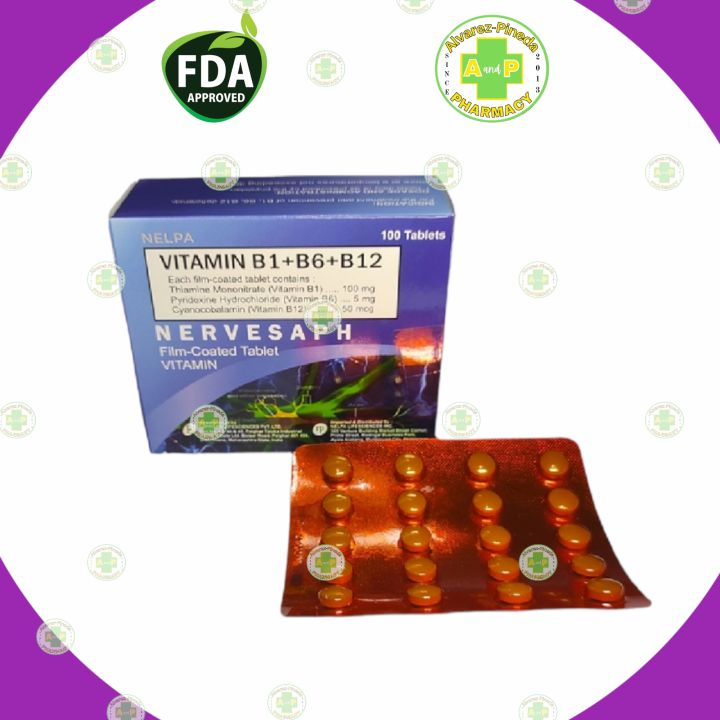 NERVESAPH Vitamin B Complex B1+B6+b12 Vit b1b6b12 100mg/5mg/50mcg ...