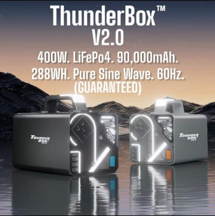 Power Station ThunderBox V2.0 400w (surge 800w) 288Wh true rated, Pure Sine wave with light ...