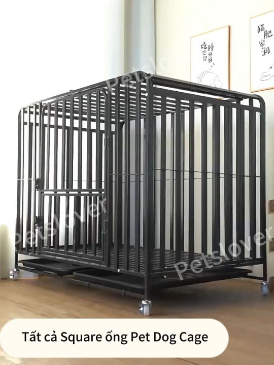 Petslover Chuồng Cho Chó Mèo Nan Ống Có Mái Kèm Bánh Xe - Lồng Chó Sơn Tĩnh Điện Cao Cấp | Lazada.vn