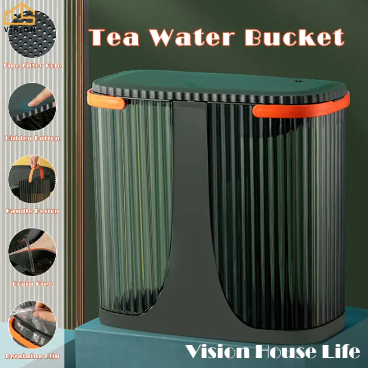 Vision 25L Dry and Wet Separation Trash Can Tea Bucket with Filter Tea ...
