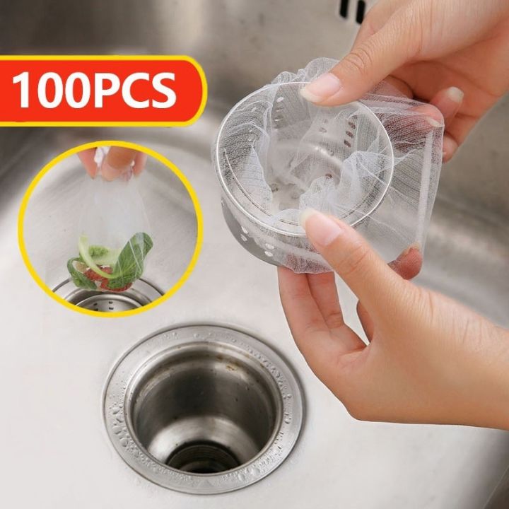100Pcs Disposable Kitchen Sink Strainer Bag Mesh Filtering Garbage Bag ...