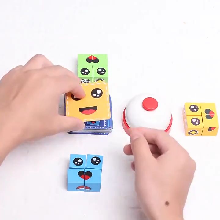 NK 72pcs Cards Wooden Face-Changing educational Magic Cube Building ...