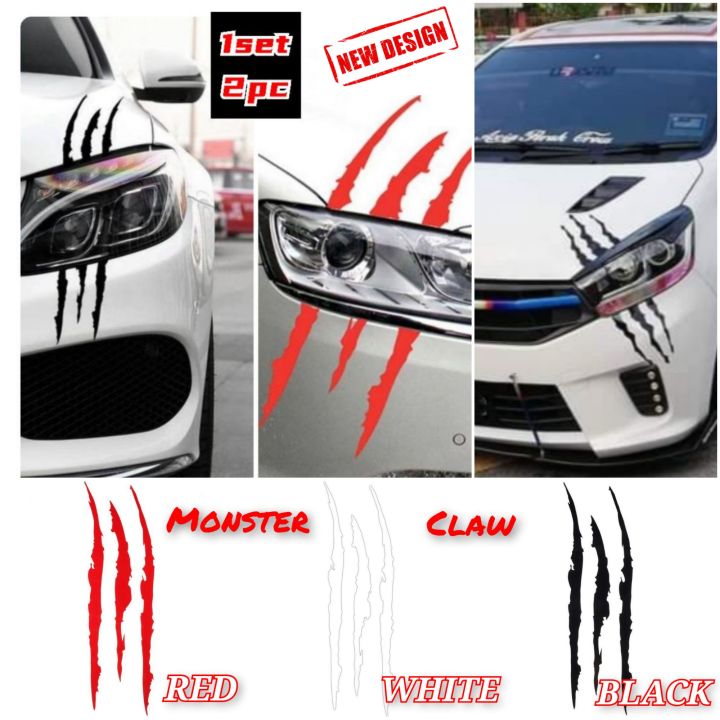 Car Sticker Monster Claw Mark Body Bumper Door Head Lamp Alza Myvi ...