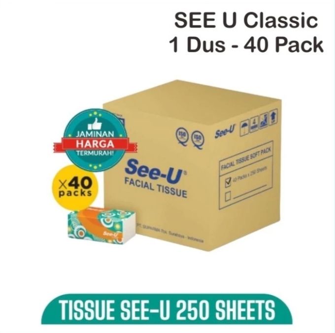 1 dus tisu tissue see u 250 sheet facial classic - isi 40 pack | Lazada ...