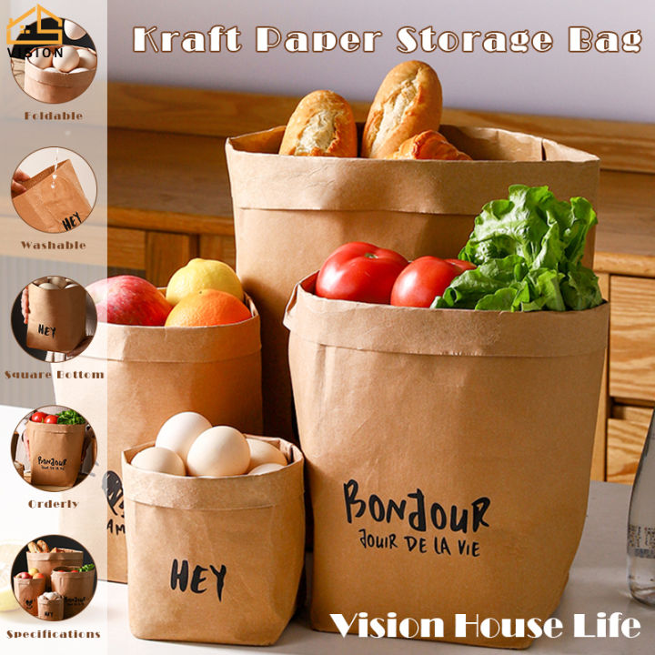Vision Washable Kraft Food Paper Bag Thickened Food Vegetable Packaging ...