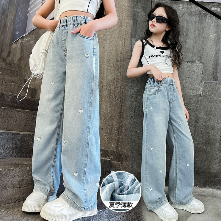 Summer New Women's Wide Leg Straight Cut Thin Denim Pants Lyocell ...