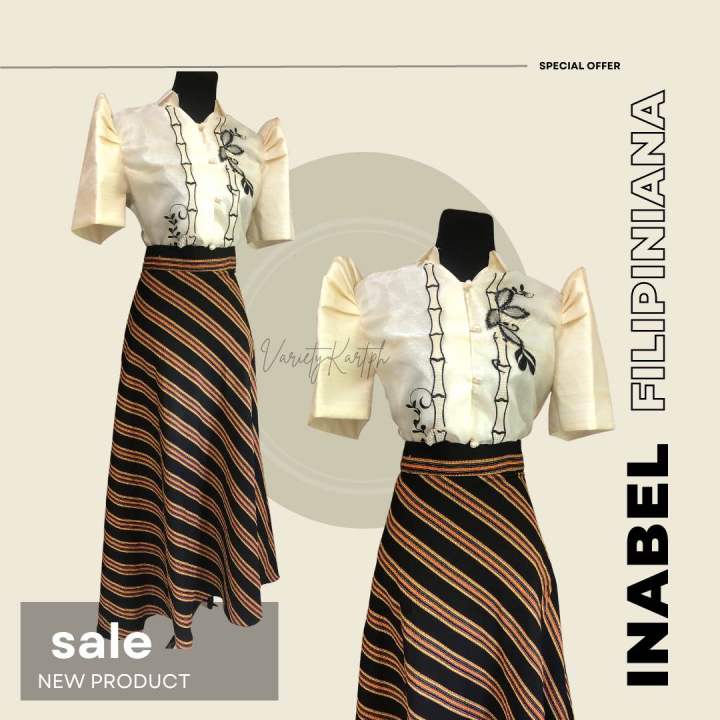Classic Bamboo Design Blouse and Ethnic Skirt Filipiniana Set | Lazada PH