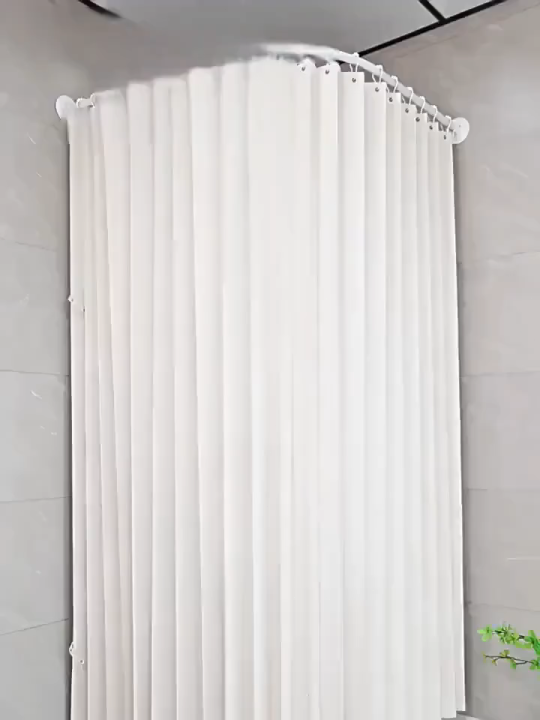 Foldable Shower Curtain L Shaped Corner Shower Curtain with No punching ...