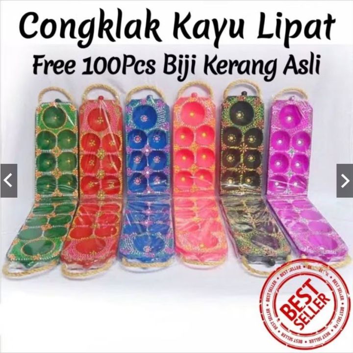 Congklak Dakon Kayu Lipat Aneka Warna Free Biji Kerang Kuwuk 100 Pcs ...