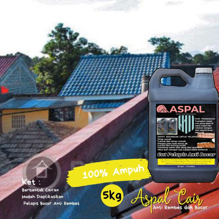 Aspal Cair Cat Anti Bocor Pelapis Dak Beton Atap Rumah Talang Air 5 Kg ...