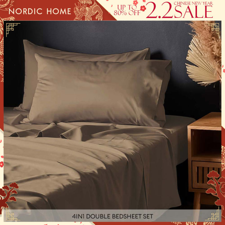 NORDIC HOME 4in1 Garterized Bed Sheet Set - 2 Pillowcases, 1 Fitted ...