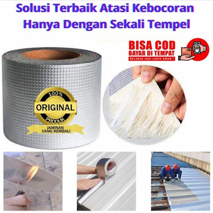 Lakban Anti Bocor Lem Anti Air Aluminium Foil Butyl Super Waterproof Tape Tambal Silver | Lazada ...