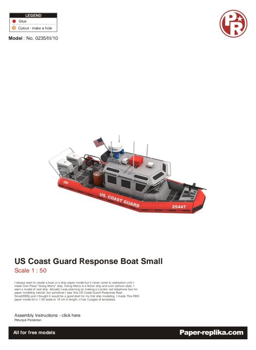 Papercraft Miniatur Kapal Coast Guard Boat pola kertas foto A4 | Lazada ...