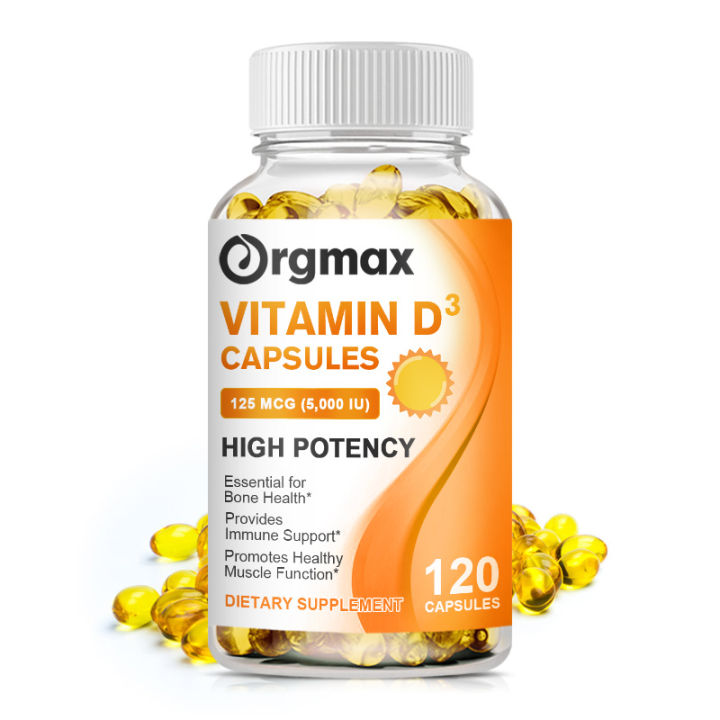 Orgmax Vitamin D3 5000IU 125Mcg Healthy Muscle Function Helps Support ...