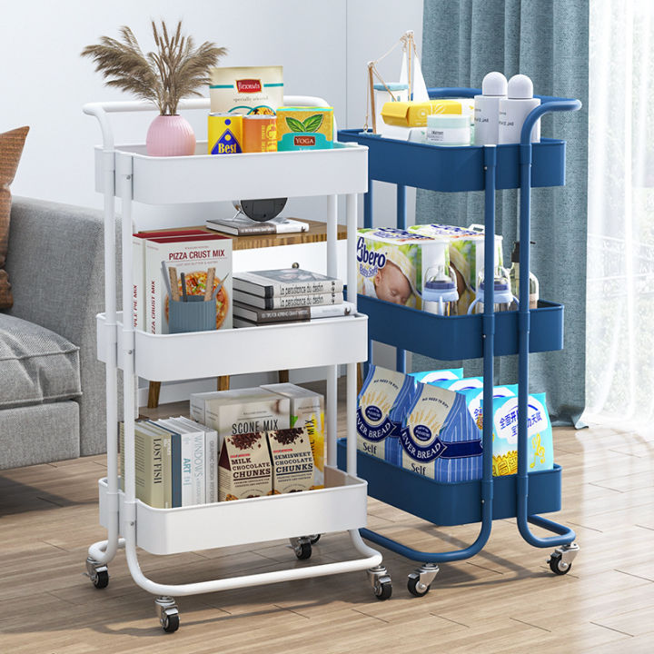 BMZAR Metal Trolley cart Multifunctional mobile storage rack Carbon ...