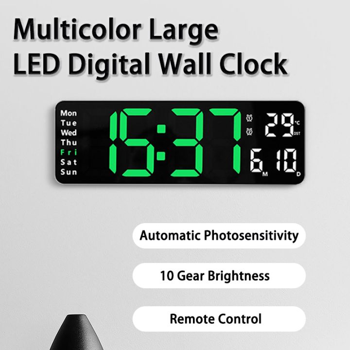 13 Inch Large Screen LED Digital Wall Clock Electronic Alarm Timer Countdown Remote Control Time ...