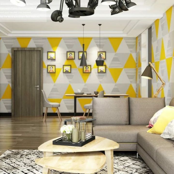 WALLPAPER DINDING SEGITIGA KUNING | Lazada Indonesia