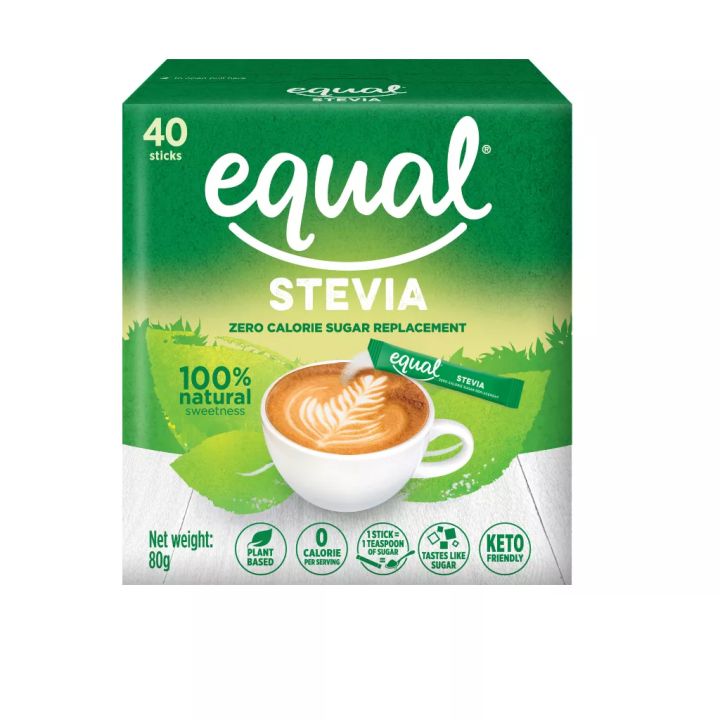 EQUAL Stevia Sticks 40 sachets natural sweetener wellbeing sugar sugar ...