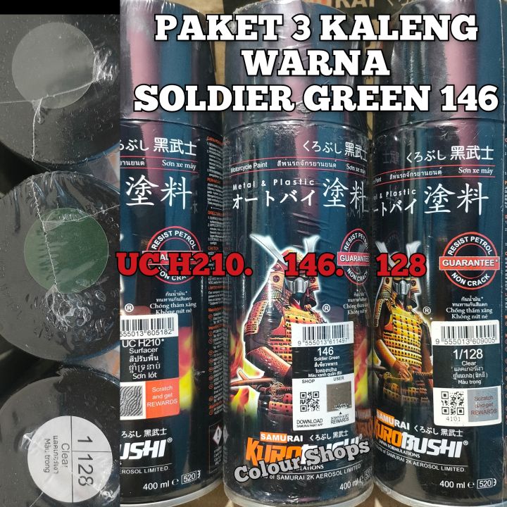 Pilok Cat Semprot Samurai Paint Paket 3 Kaleng 400ml Hijau Soldier ...