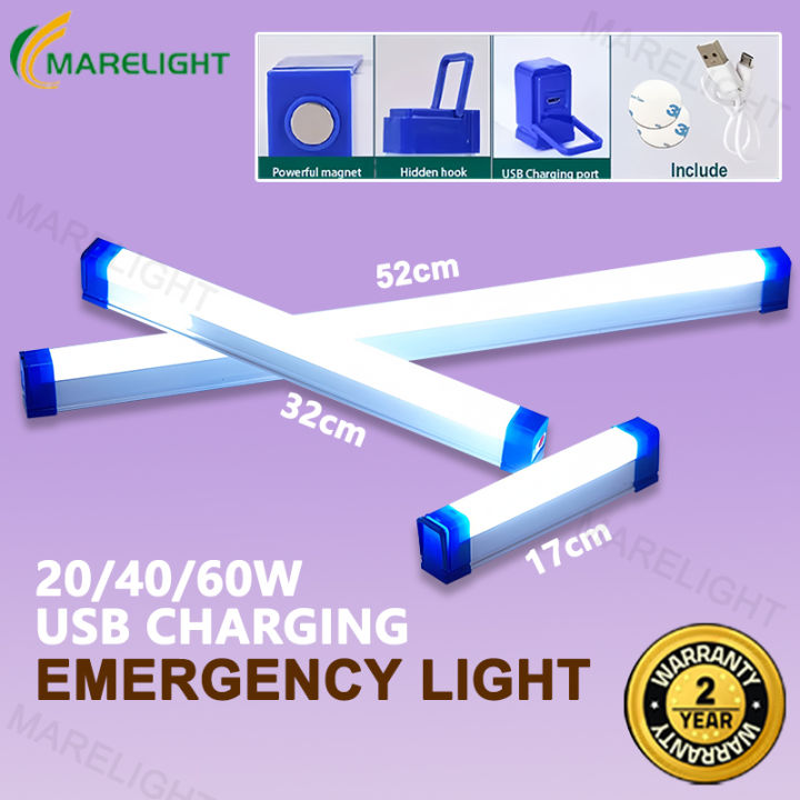 LED Energy Saving Emergency Light 3 Modes 20W 40W 60W USB Rechargeable Light Magnetic Night ...