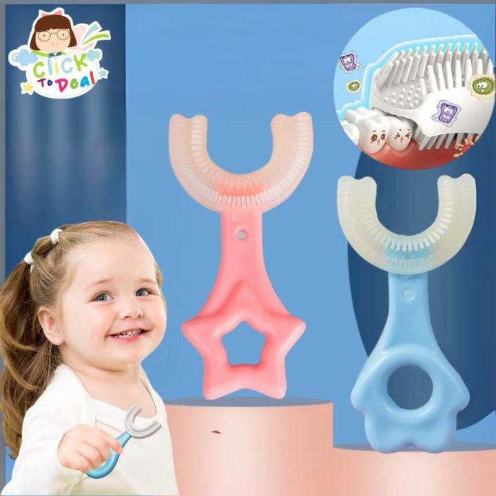CTD U-Shape Children Toothbrush Kid Toothbrush 360° Silicone Kids ...