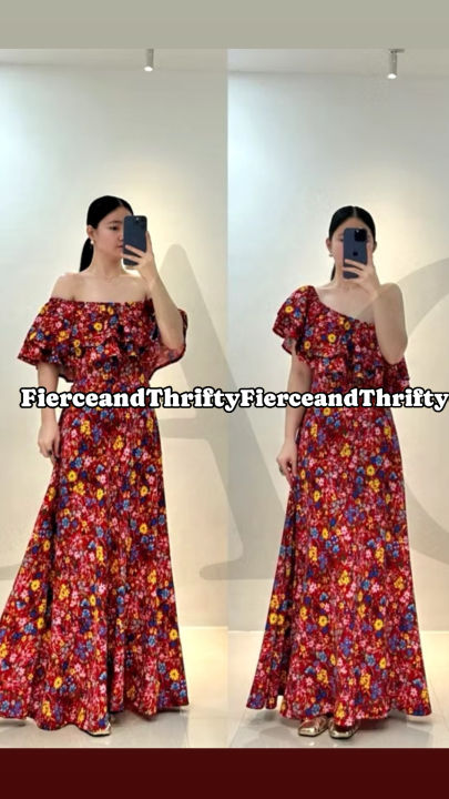 FYANG PRINTED 4 ways RUFFLED MAXI DRESS | Lazada PH