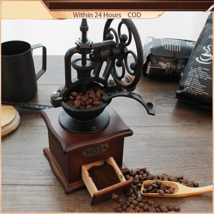 Retro Style Hand Grinder Coffee Bean Grinder with Hand-cranked Ceramic ...