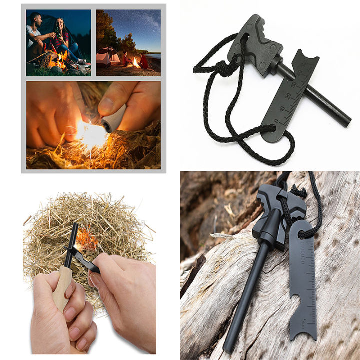 Survival Kit Outdoor Fire Starter Ferrocerium Rod Magnesium Flint Stone ...