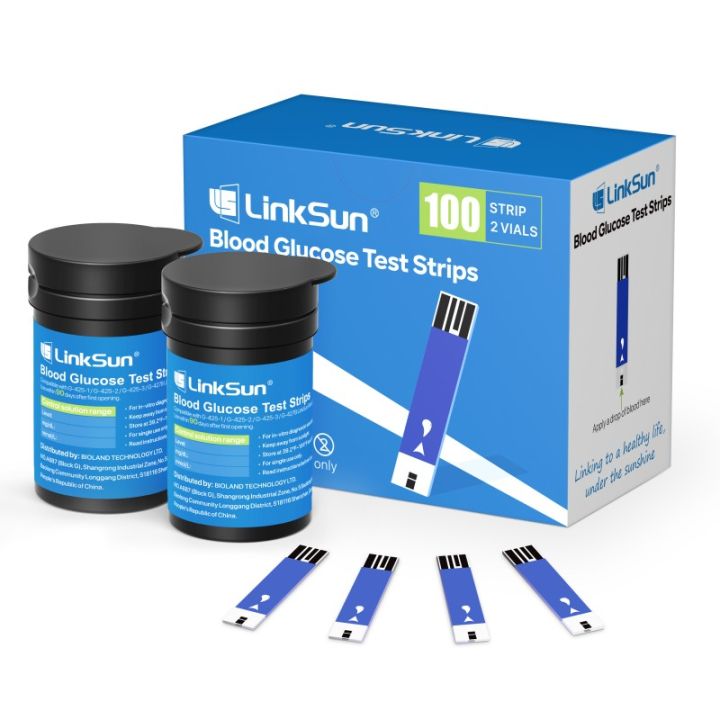 LinkSun 100Pcs Blood Glucose Test Strips , Compatible with Blood Sugar ...