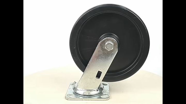 4"/ 6" Black Heavy Duty Industrial Trolley Round Wheel Solid Rubber ...