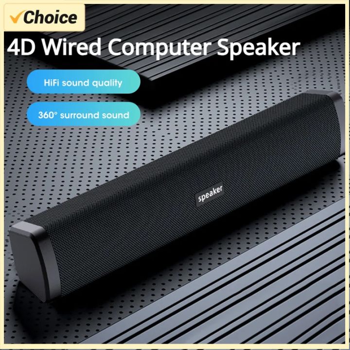 4D Wired Computer Speaker Bar Stereo Sound Subwoofer For Macbook Laptop ...