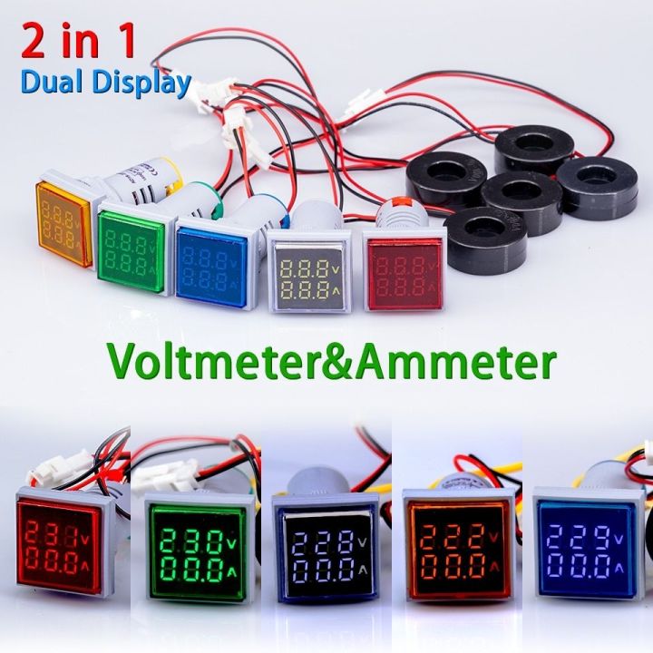22MM Digital LED Dual Display Voltmeter Ammeter Voltage Gauge Meter AC 60-500V 0-100A | Lazada PH