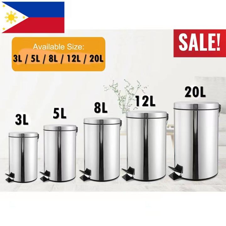 High quality stainless steel round trash can detachable inner bucket ...