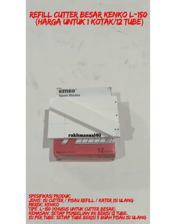 Refill Cutter Besar Kenko L-150 Pisau Besar Tajam Kater Pengisian Ulang ...
