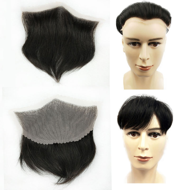7X15cm M-shaped Hairline Invisible Lace Frontal Human Hair Men Forehead ...