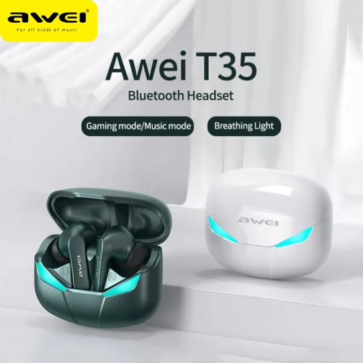 Awei T35 Gaming Earbuds TWS Hands free Low Latency HiFi Deep Bass Sound ...