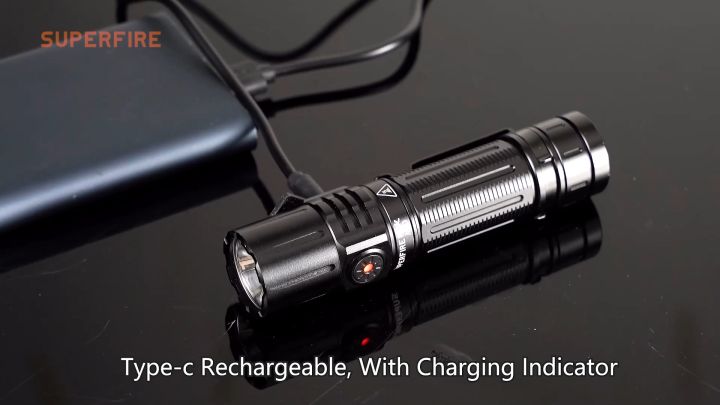 SUPERFIRE ไฟฉาย A20 ไฟฉายยุทธวิธี 20W พลังสูง ความสว่า งสูงสุด Type - C ชาร์จไฟแบบพกพาได้แบบพกพา ...