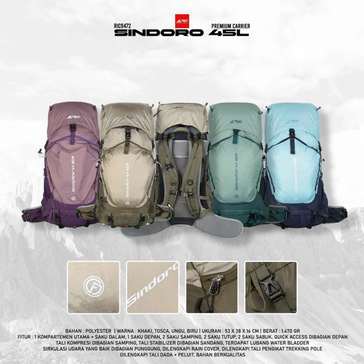Tas Gunung / Carrier Premium Sindoro 45 Liter Arei Outdoorgear | Lazada ...
