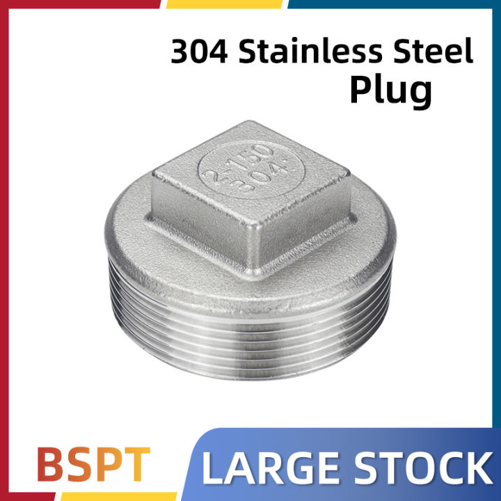304 Stainless Steel Male Threaded Solid Outer Head Plug 1/4-2" Pipe ...