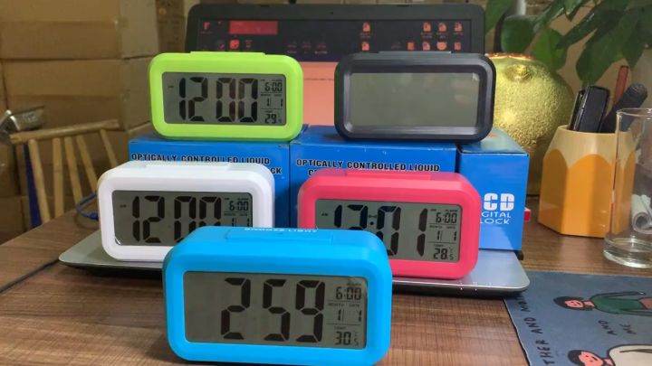 Day Night LED Light Digital Alarm Clock Large Display Smart Temperature ...
