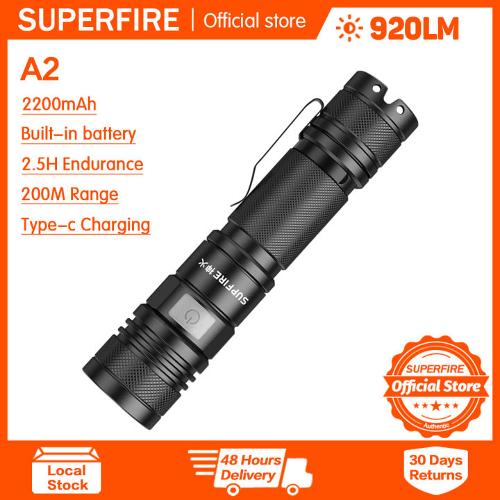 SUPERFIRE A2/A2-S/A22-S tactical flashlight rechargeable aluminium alloy multiple modes military ...
