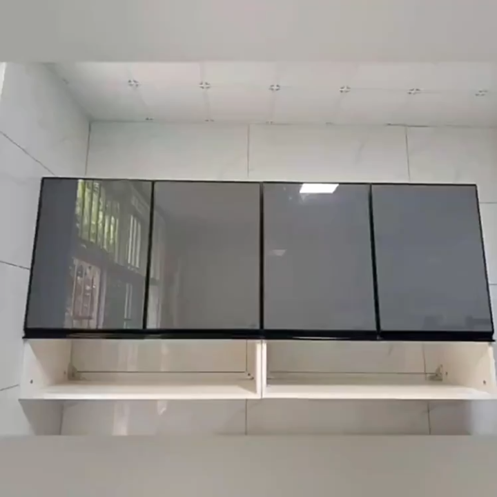 IKAE Aluminum Kitchen Cabinet Anti Termite Tempered Glass Modular ...