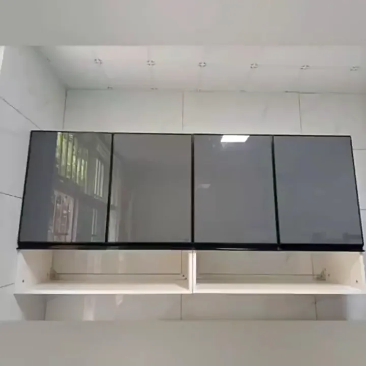 Aluminum Kitchen Cabinet Anti Termite Tempered Glass Modular Pantry ...