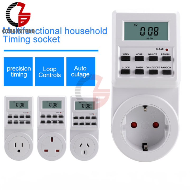 Electronic Digital Timer Switch 12 24 Hours Cyclic Eu Uk Us Plug Kitchen Timer Outlet