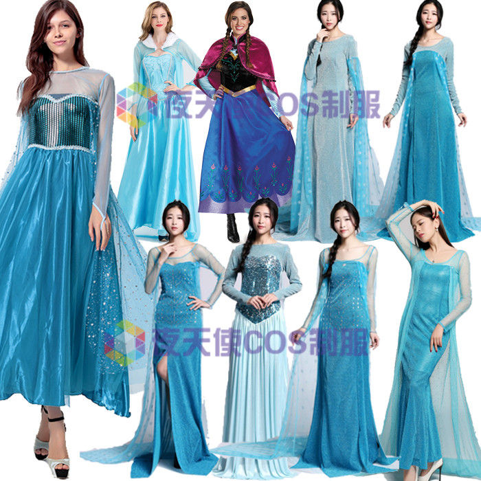 Frozen Female Princess Dress Halloween Adult Anna Dress Aisha Dress Cos ...