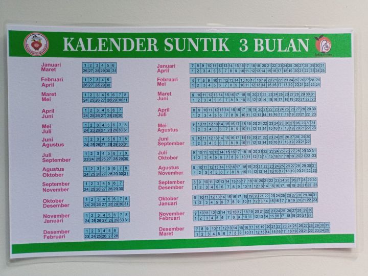 Ready Stok Kalender KB 3 Bulan Laminating | Lazada Indonesia