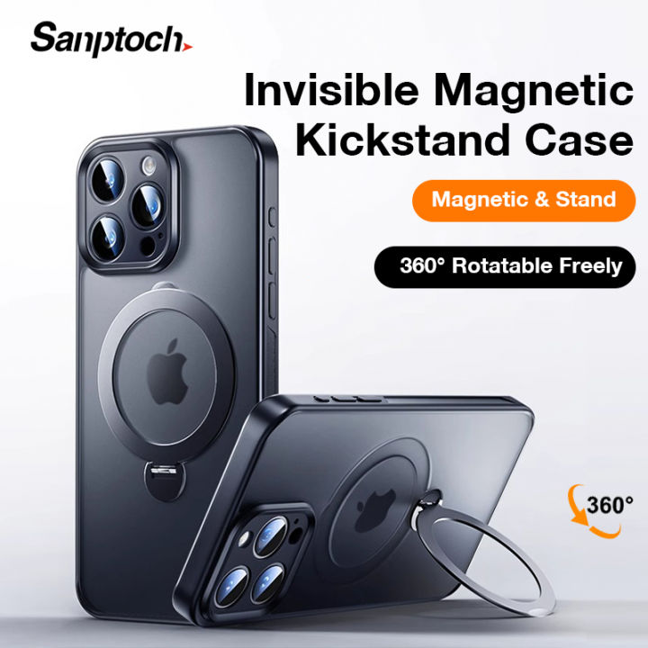 Sanptoch 360° Rotatable Ring Stand Phone Case For iPhone 16 / 15 / 14 / 13 / 12 Pro Max For ...