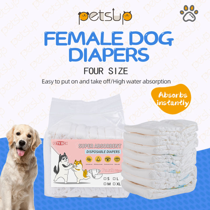 Petsup 10pcs Pet Female Dog Diapers Disposable Pet Diapers Cats Dogs ...